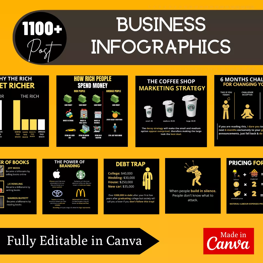 Business & Success Infographic Ready to Post Canva Editable Templates ...